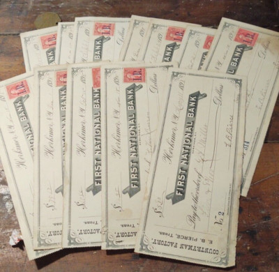 12 Herkimer NY Countryman Factory Bank Checks 1890s Internal Revenue ...