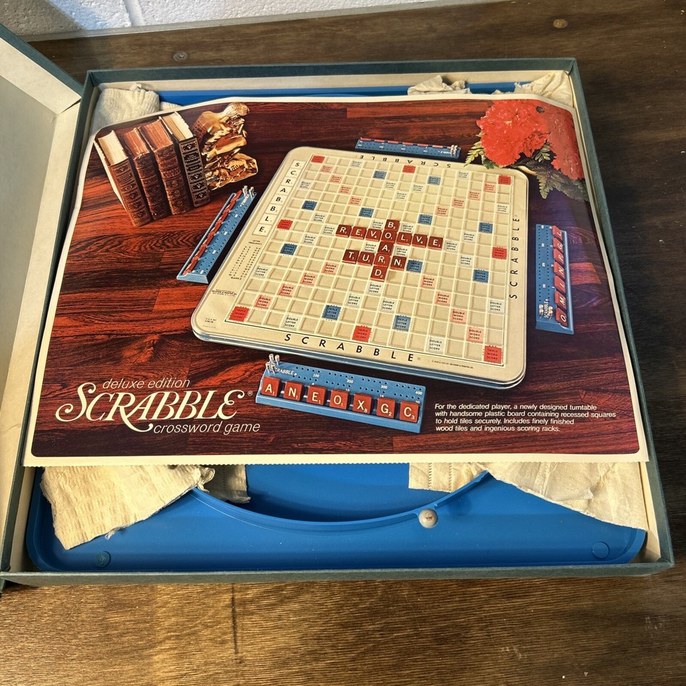 Vtg Scrabble Deluxe Edition Rotating Turntable Board Game W/small Peg ...