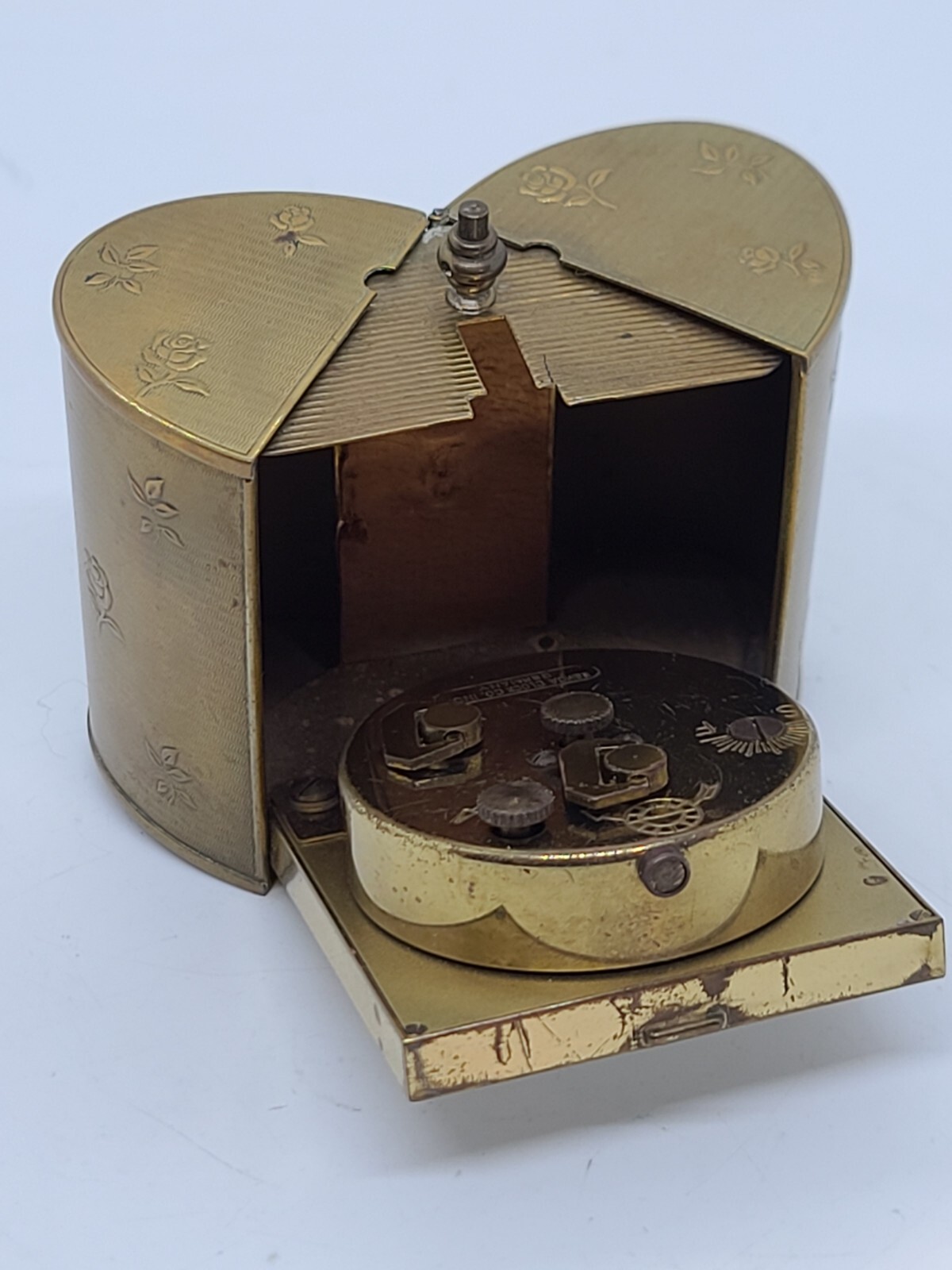 Vintage SEMCA Brass Carriage Clock Style Cylindrical Hinged Alarm Clock ...