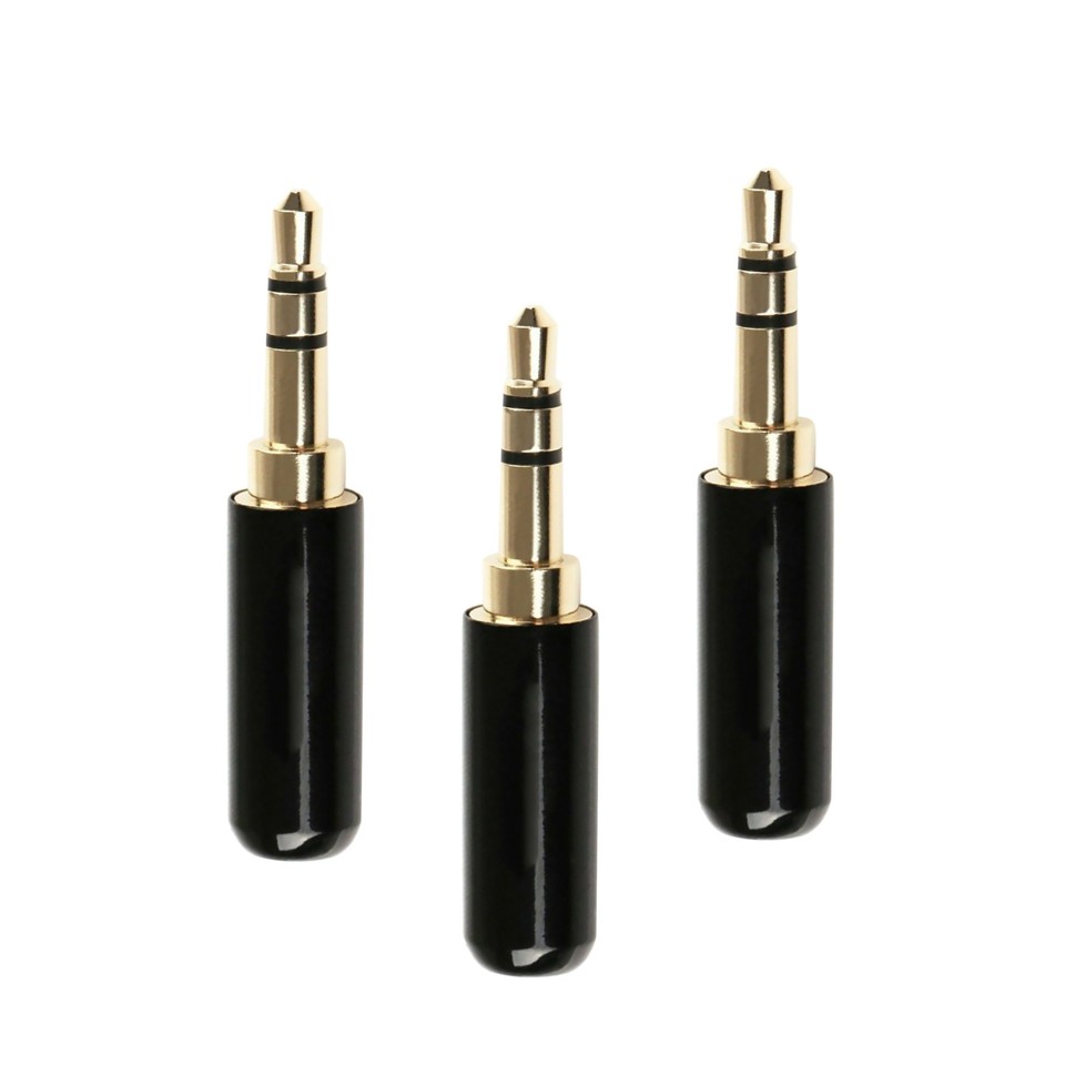 3Pcs 3.5mm Gold Plated Copper Male Stereo Mini Jack Plug Soldering ...