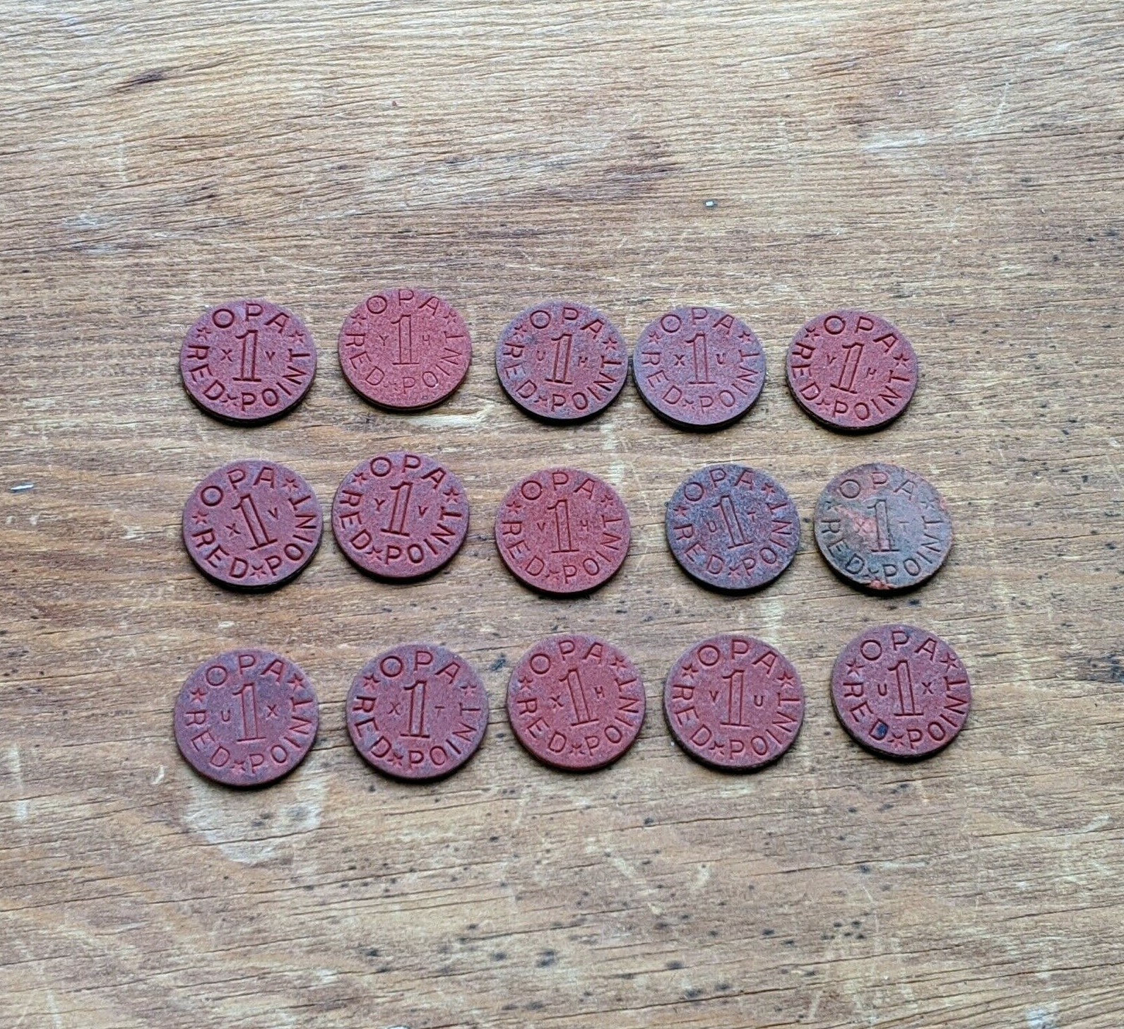 Vintage Lot of 15 OPA Red Point Ration Token Coin WWII Era Collectible ...