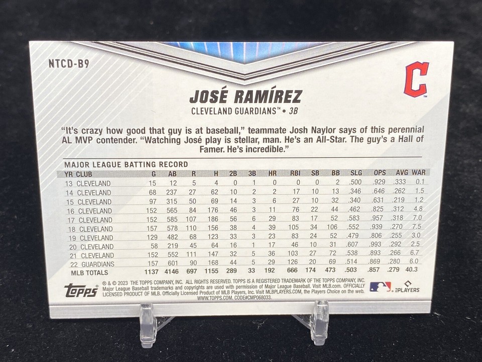 JOSE RAMIREZ 2023 TOPPS INTERNATIONAL TRADING CARD DAY #NTCD-B9 BASE ...
