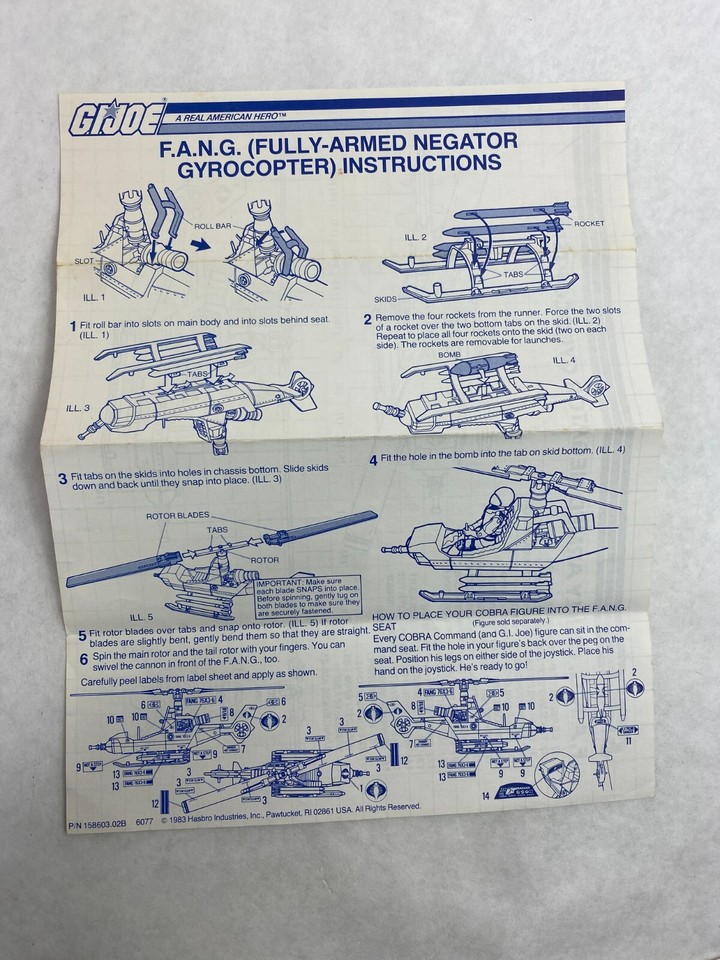 FANG Vintage GI Joe Original Blueprints Instructions 1983 ARAH 80s | eBay