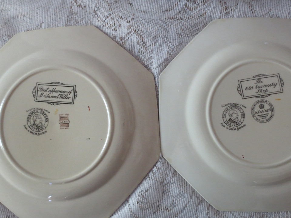 DICKENS PLATES x2 Vintage Old Curiosity Shop Octagonal Polychrome ...