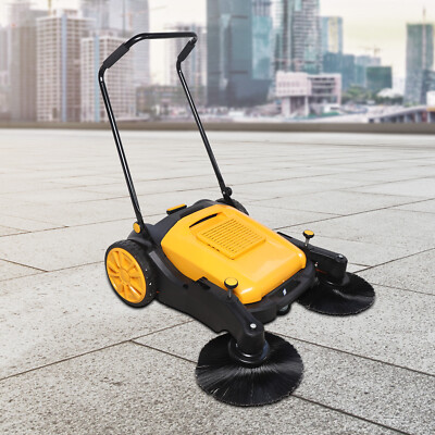 41"Hand Push Sweeper Walk-Behind Pavement Street Sweeping Tool Floor ...
