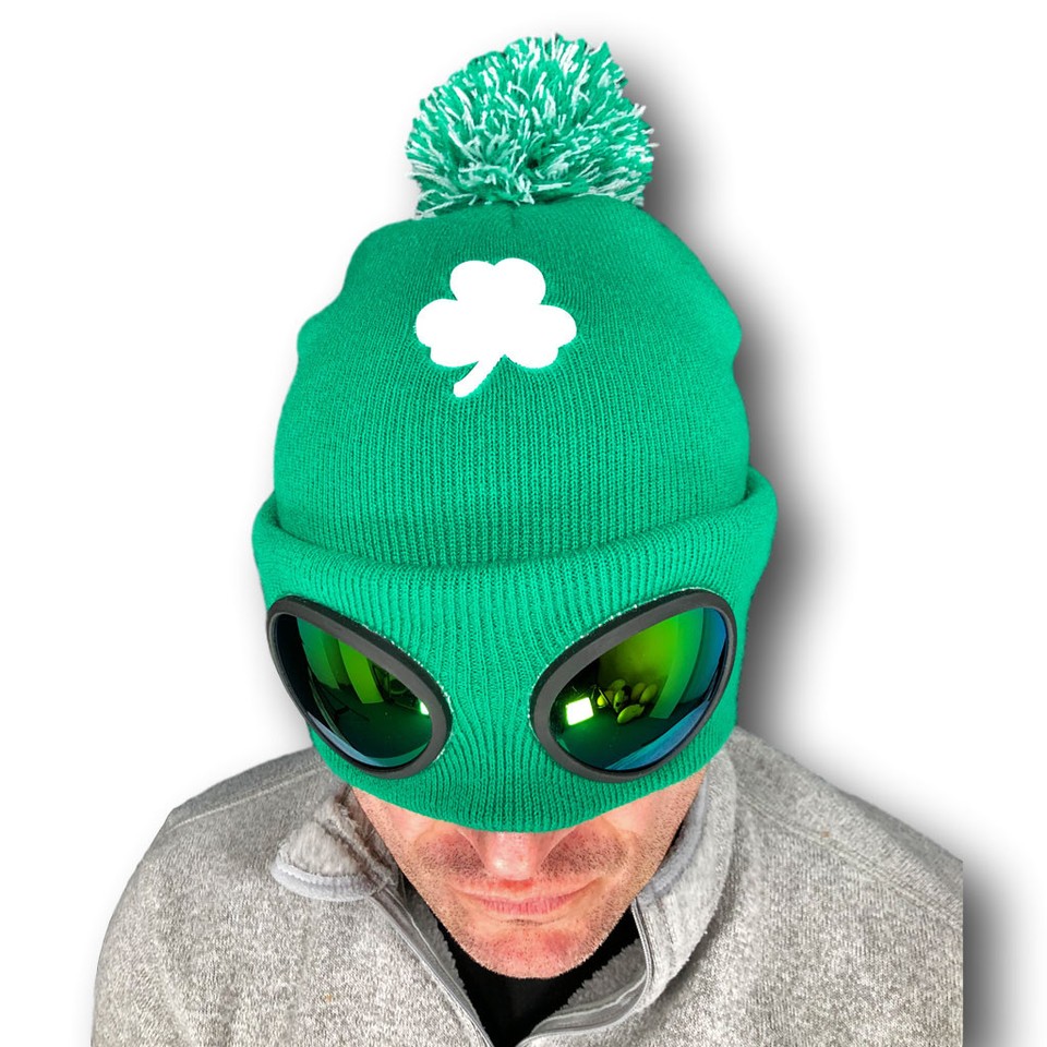 St Patrick's Day Ireland Rugby Hat Knitted Winter Ski Beanie With ...
