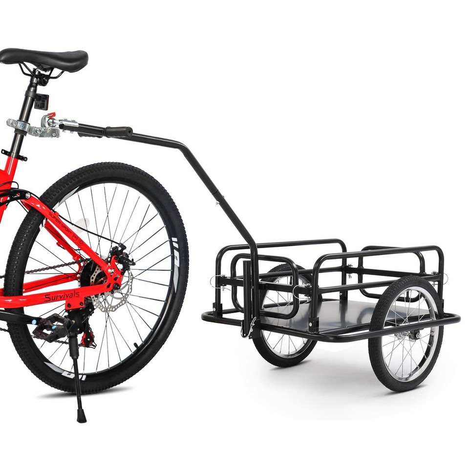Foldable Steel Frame Bicycle Cargo Trailer Luggage Cart Carrier 180lbs ...