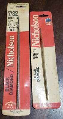 2 New Nicholson BLACK DIAMOND Files 6" EXTRA SLIM TAPER and 8" ROUND ...