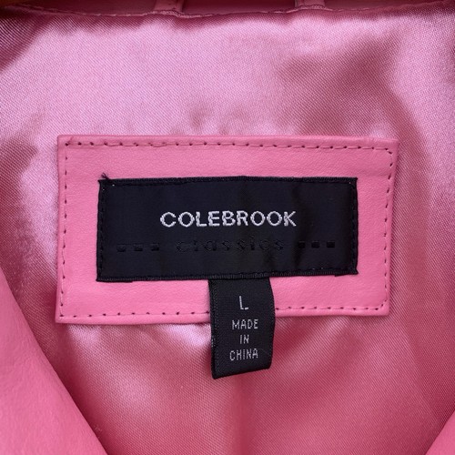 Pink Leather Colebrook Jacket LARGE Bubblegum Zip Collared Sleek ...