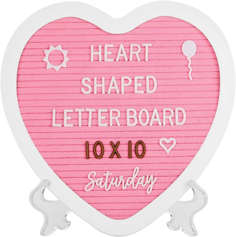 Heart-Shaped Felt Letter Board Message Sign,10x10 inches Message Board ...