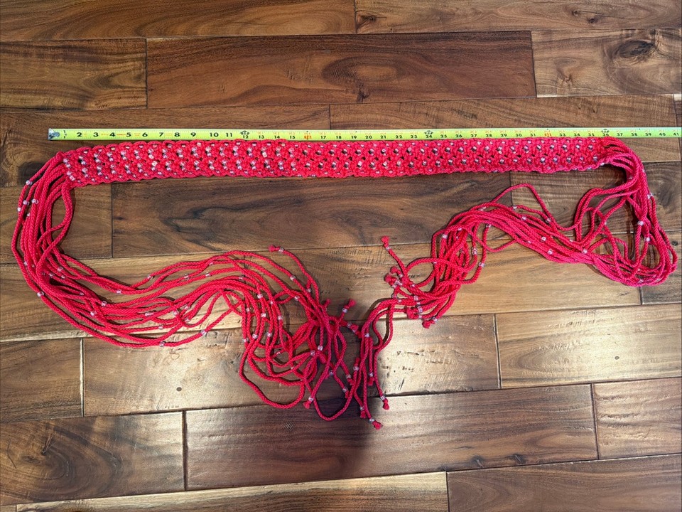 Elvis Presley Beaded Red Macrame Belt -NWOT | eBay