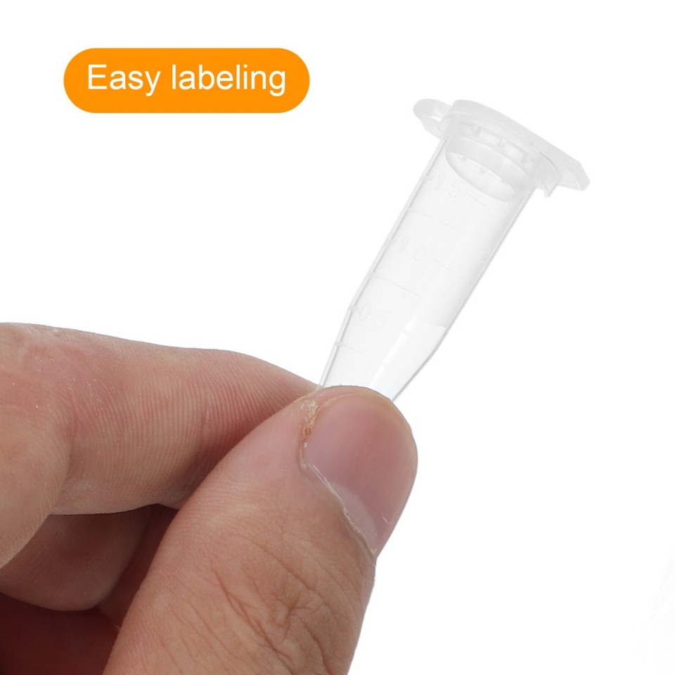 50 Pcs Transparent Plastic Conical Tubes 1.5 Ml Bottom Tip Test Vials ...