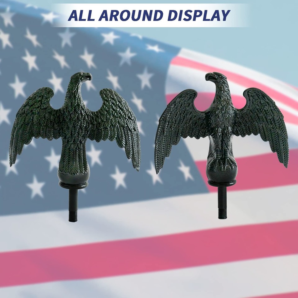 Flag Pole Topper, Flagpole Eagle Topper Black Finial Ornament for 20/25 ...