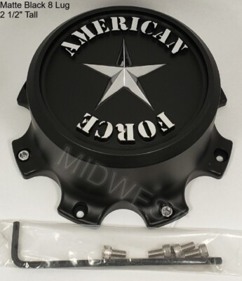 New Matte Black American Force AFX307 Short 8 Lug Wheel Rim Center Cap ...