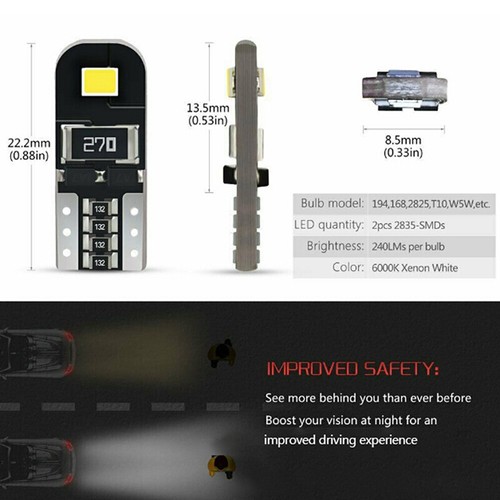 10X Canbus T10 W5W 192 168 194 LED Light Xenon White 6000K 5730-SMD ...