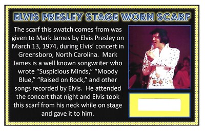 Elvis Presley Owned Stage Worn Scarf Swatch - Mark James - Suspicious ...