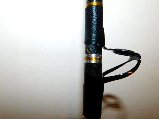 CUSTOM CONVENTIONAL BOAT ROD 8' BLACK SILVER GOLD MARBLE 40-60 LB ...