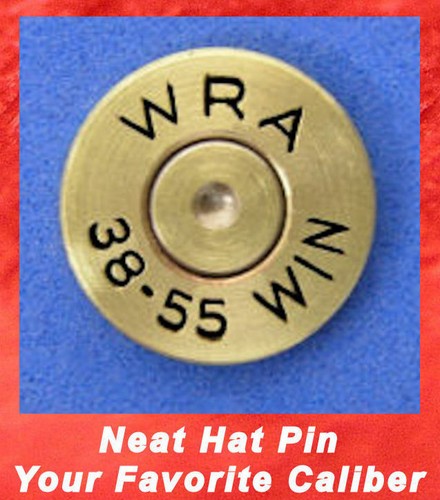 Winchester WRA Brass 38-55 WIN Cartridge Hat Jacket Pin Tie Tac Bullet ...