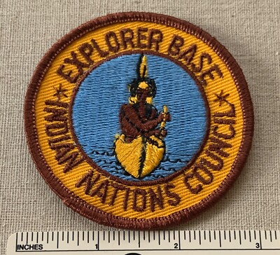Vintage INDIAN NATIONS COUNCIL Explorer Base Boy Scout PATCH BSA Camp ...
