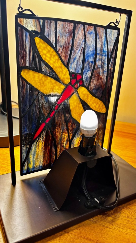 10.5 Inch Tall Dragonfly Stained Glass Craftsman/Tiffany Style Floor ...