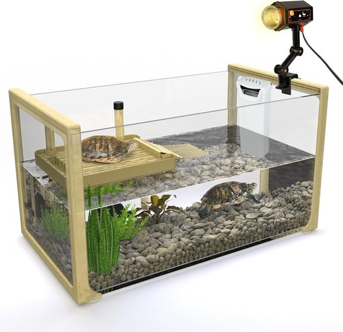 Turtle Aquarium Kit - Aquatic Turtle Tank with Filter and Light ...