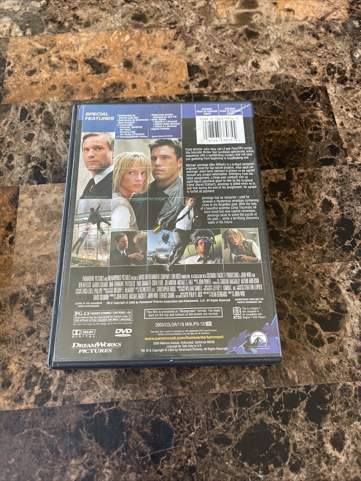 Paycheck - Special Collector’s Edition Widescreen DVD Ben Affleck Uma ...