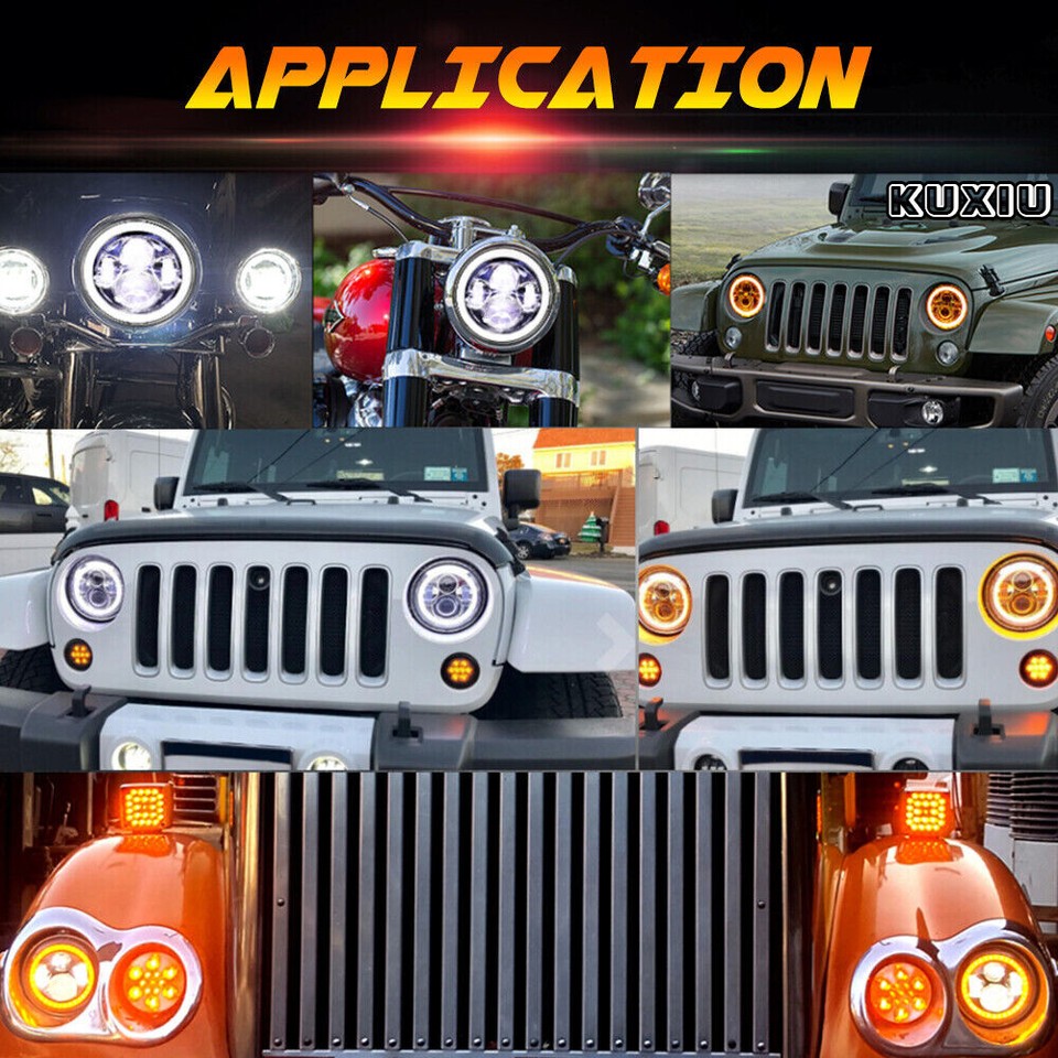 For Hummer H3 H3T 05-10 7" INCH Halo led Headlight DRL & 4" Fog Lights ...