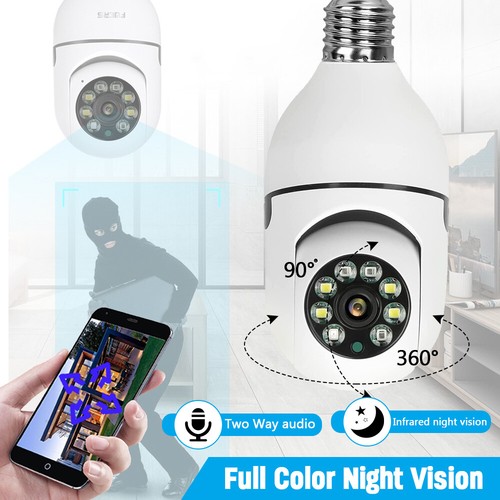 5G Panoramic 360° WiFi IP Camera E27 Light Bulb 1080P HD Wireless ...