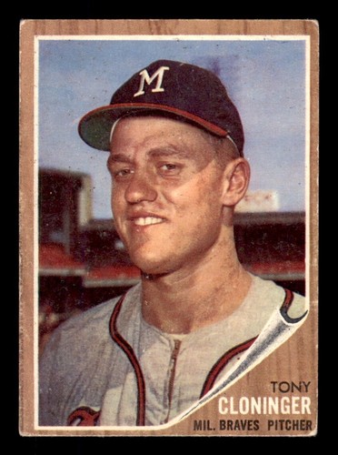 1962 Topps Baseball #63 Tony Cloninger VG *e1 | eBay