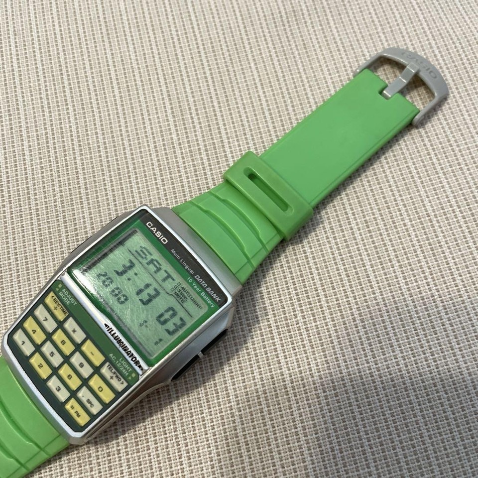 Casio Data Bank DBC-32C Men's Watch Green Digital Quartz Rubber Band | eBay