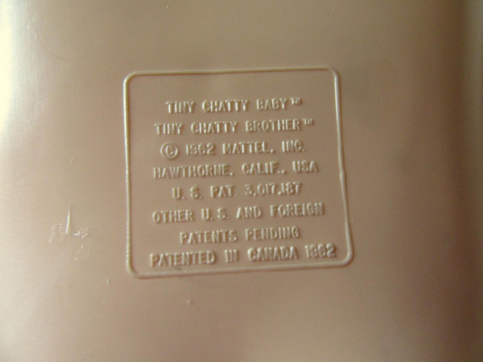 Vintage Mattel 60s Tiny Chatty Cathy Baby Sister or Brother? Doll Pull ...