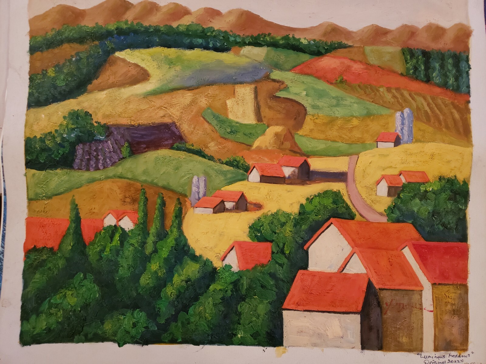 Y Deric Original Oil on Canvas Luminous Meadows | eBay