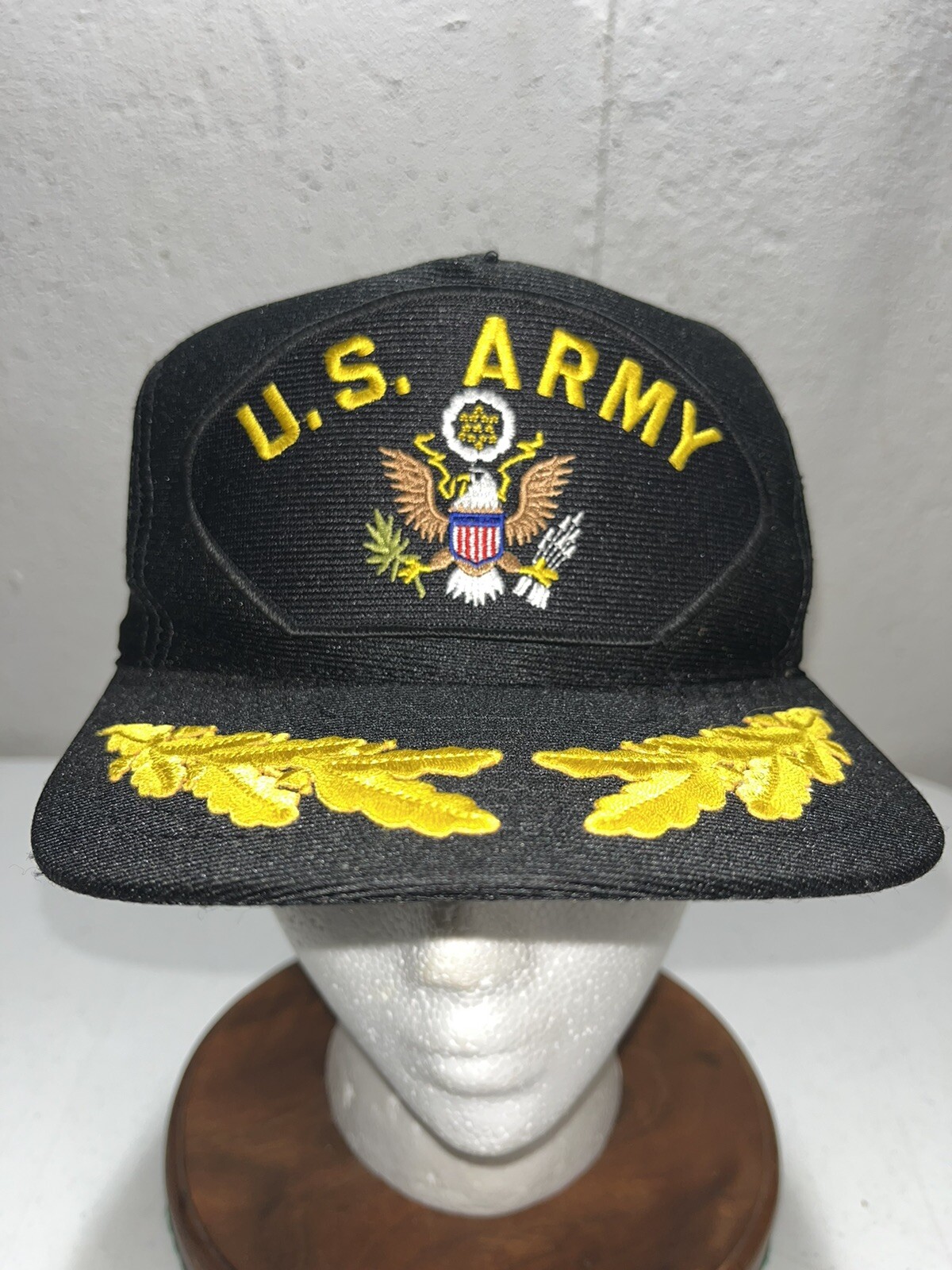 Vintage US Army Eagle Crest Gold Leaf Snapback Hat EU… - Gem