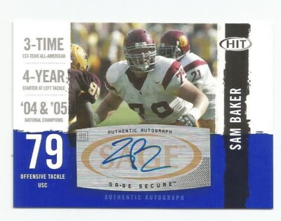 2008 Sage Hit Autograph Sam Baker USC Trojans Atlanta Falcons | eBay