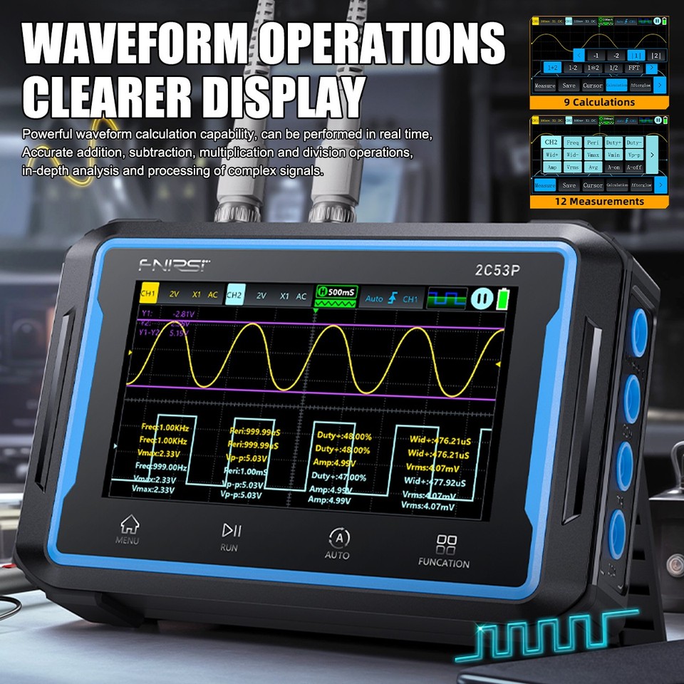 Dual Channel Flat Panel Oscilloscope 4.5 Digit Multimeter Signal ...