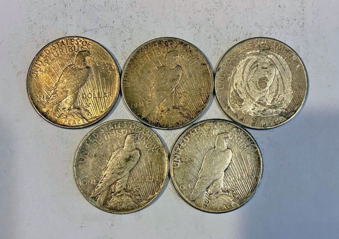 Lot of five circulated 1922 Peace dollars | eBay