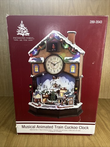 ENCHANTED FOREST Musical Animated Train Cuckoo Clock In Box Tested 18 ...