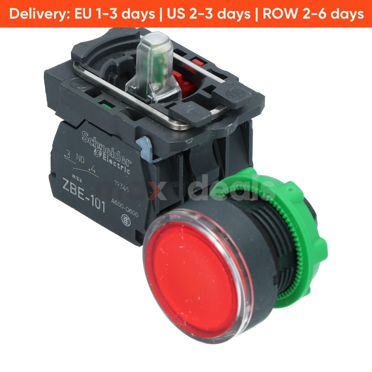 Schneider Electric XB5AW34M5 Red Flush Complete Illum Push Button New ...