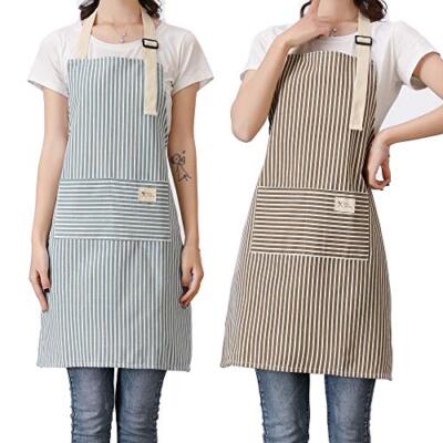 2 Pack Adjustable Bib Aprons w/ 2 Pockets Cotton Cooking Apron for ...