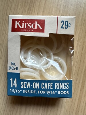 Kirsch 14 Sew On Cafe Rings Plastic 15/16” 1405-B For 9/16" Rods White ...