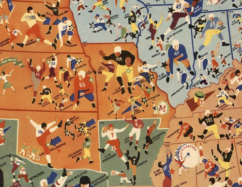 Vintage Albert Richard US Football Map College Pros Vintage Wall Art ...