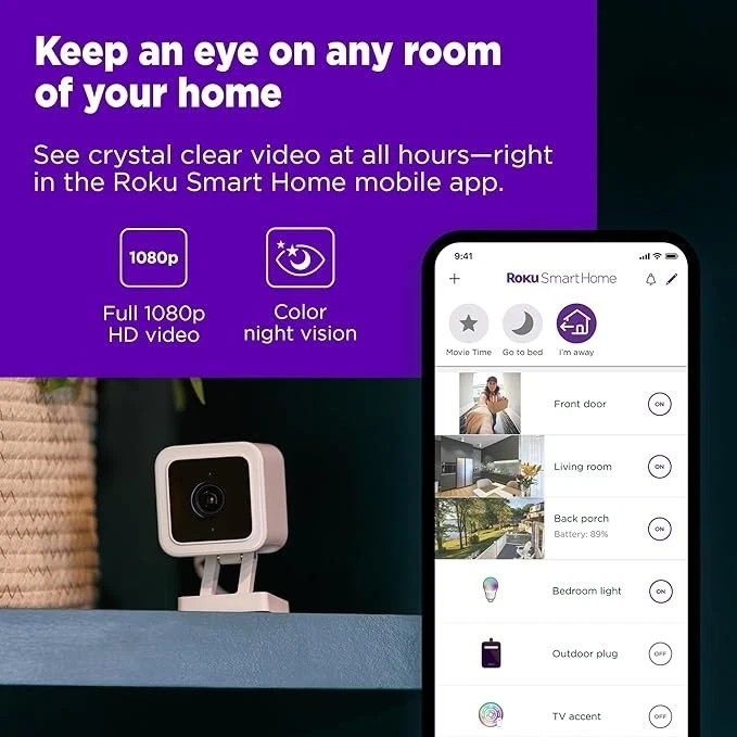 Roku Smart Home Indoor Camera SE (2-Pack) Wired Security Surveillance ...