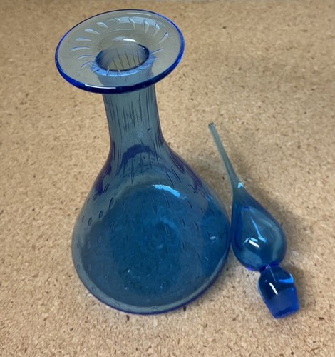 Vintage Blenko Handmade Glass Blue Decanter with Lid / Stopper | eBay