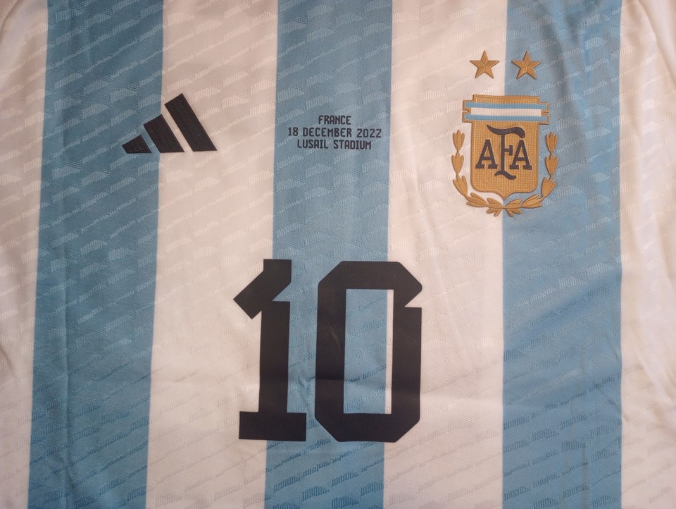 Lionel Messi Argentina 2022 World Cup Final Match Home Soccer Jersey ...