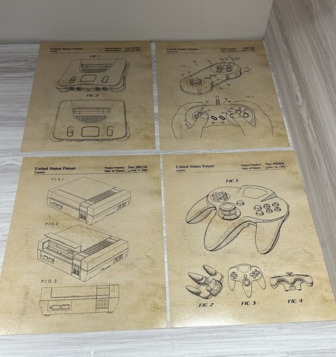 Vintage Video Games Console Controller Patent Prints, 4 (11x14 ...