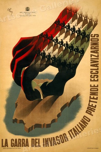 The Claw "La Garra del Invasor Italiano" 1930s Spanish Civil War Poster ...