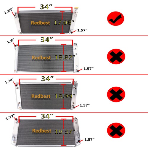 4 Rows Aluminum Radiator For 94-99 Chevy GMC Pickup Truck C/K Series 34 ...