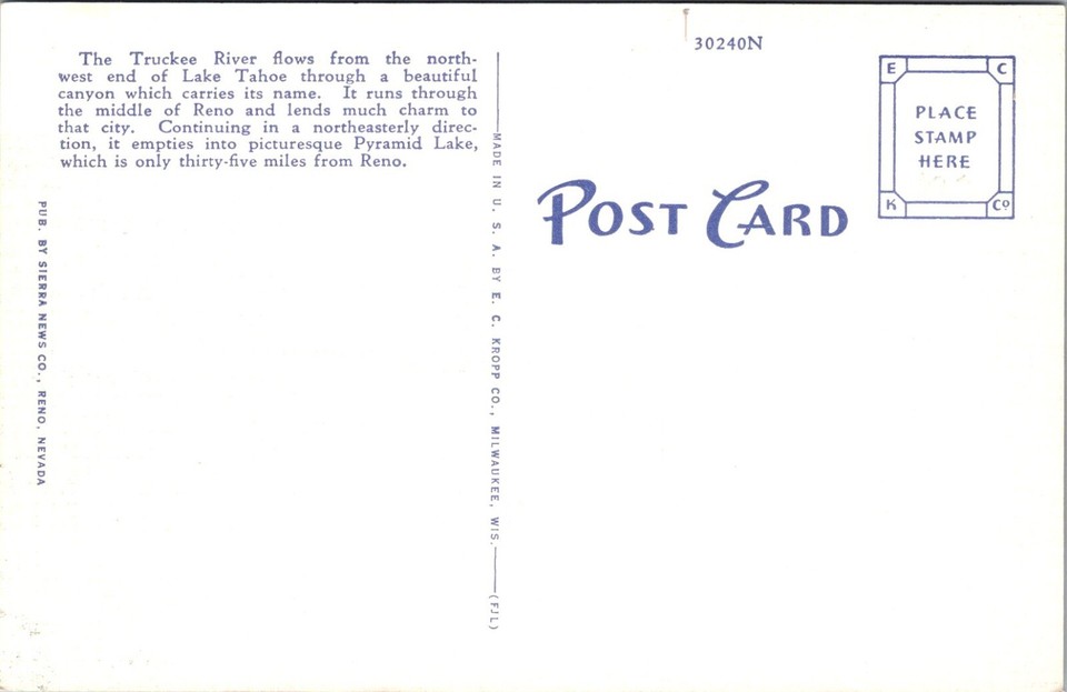 Truckee River Reno Nevada Linen Postcard | eBay