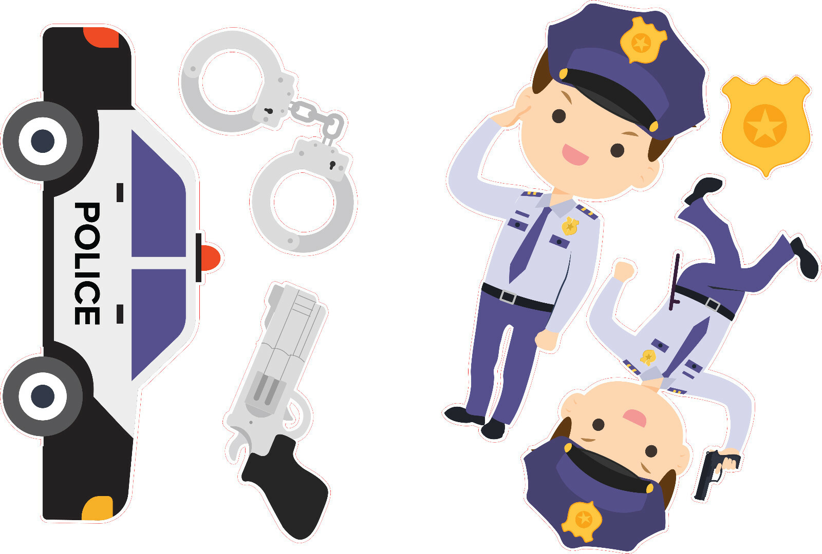 Police Cop Cute Custom Measuring Height Growth Chart + 8 Match Sticker ...