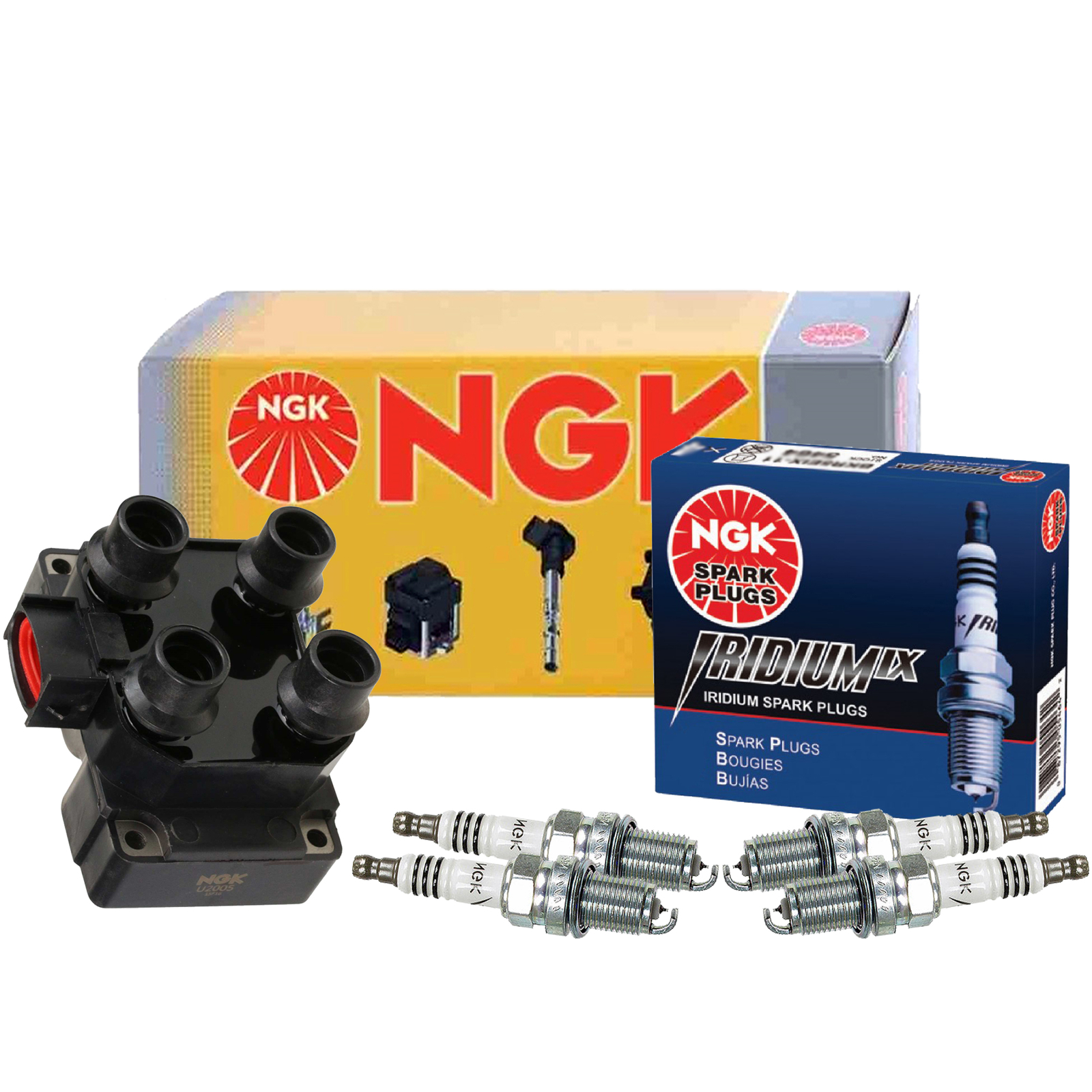 NGK DIS Ignition Coil 4 Iridium IX Spark Plugs Kit For Ford Probe Base ...